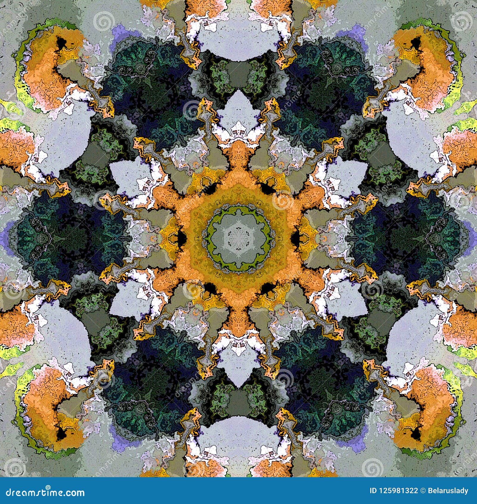 Orange Crystal Mandala, Optical Spin Illusion of Motion Stock ...