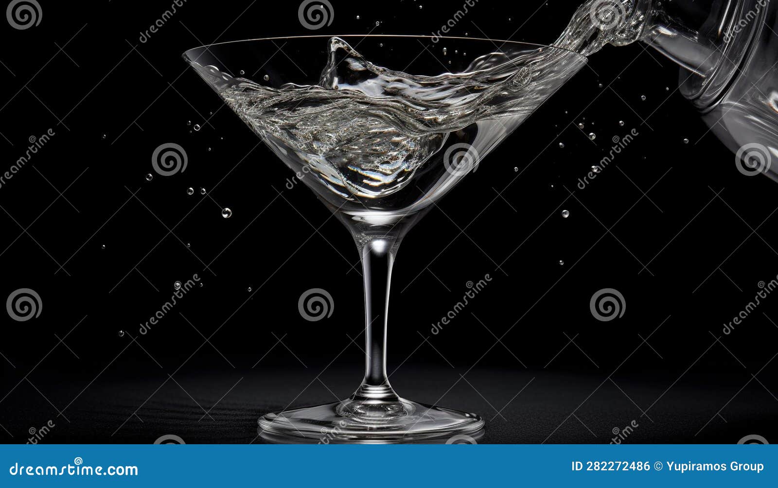 Crystal Martini Glass Pouring Refreshing Cocktail, Splashing Liquid ...