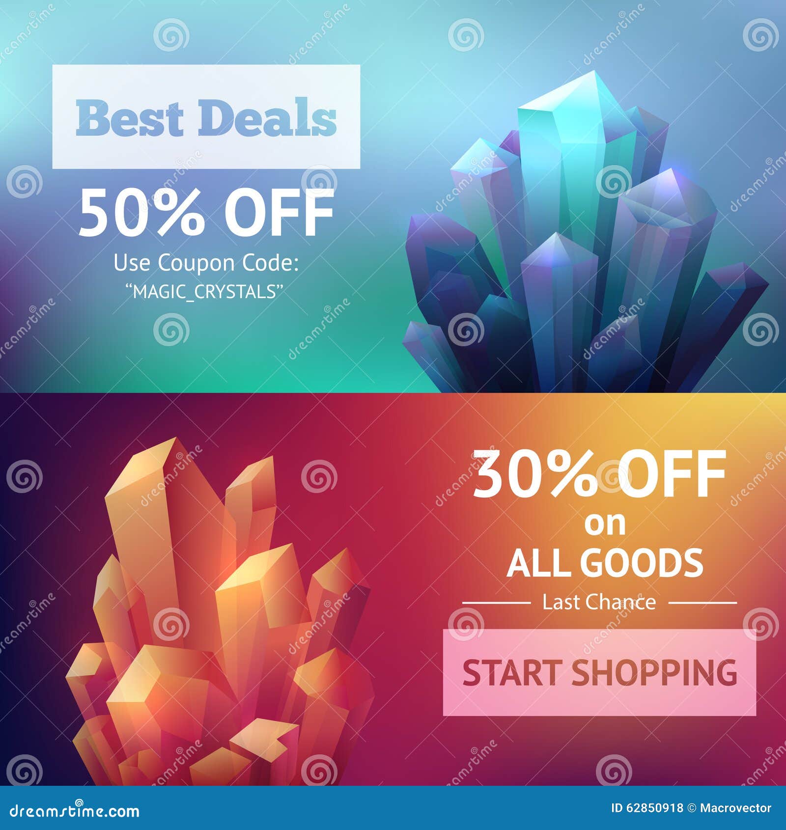 Crystal Mineral Banners ilustración del vector. Ilustración de ...