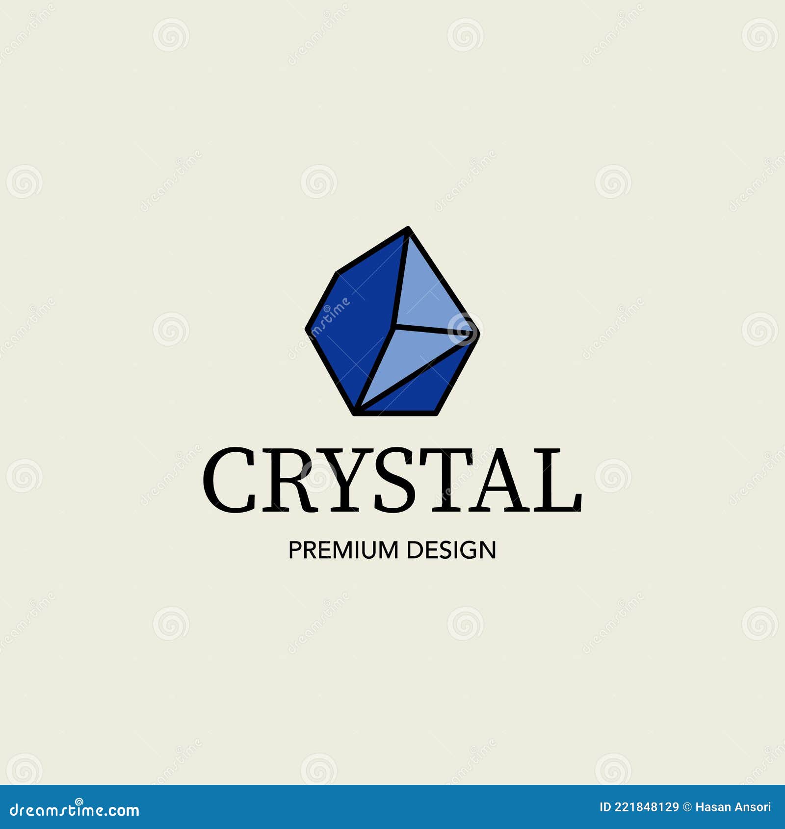 Crystal Minimalist Icon Design Logo Vector Illustration Vintage Stock ...