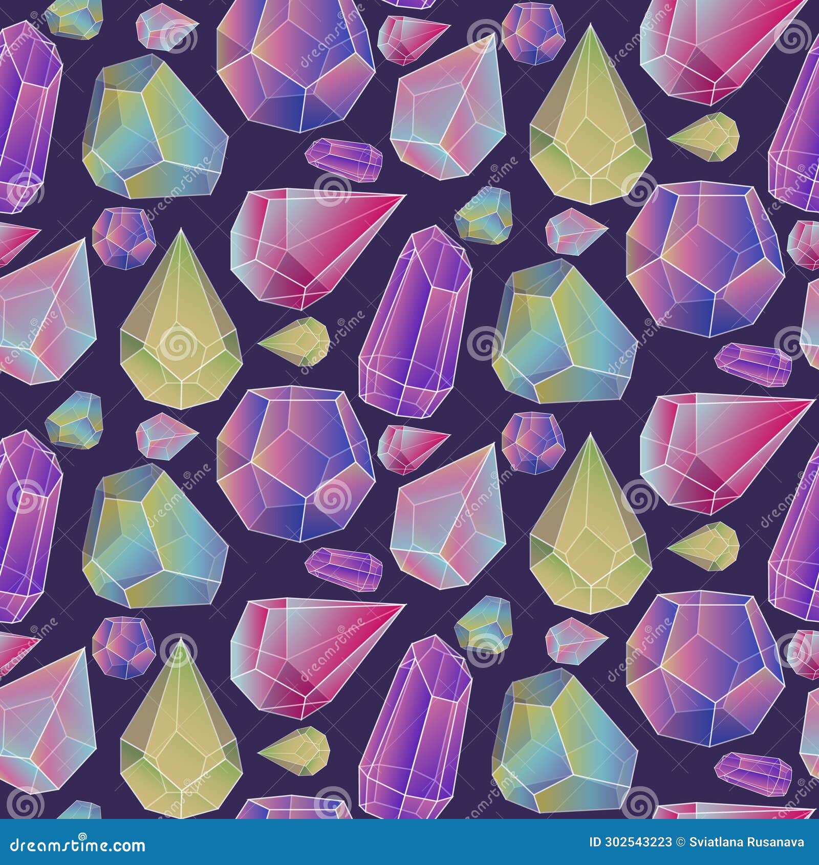Crystal Mother-of-pearl Seamless Pattern. Bright Multicolored Gradient ...