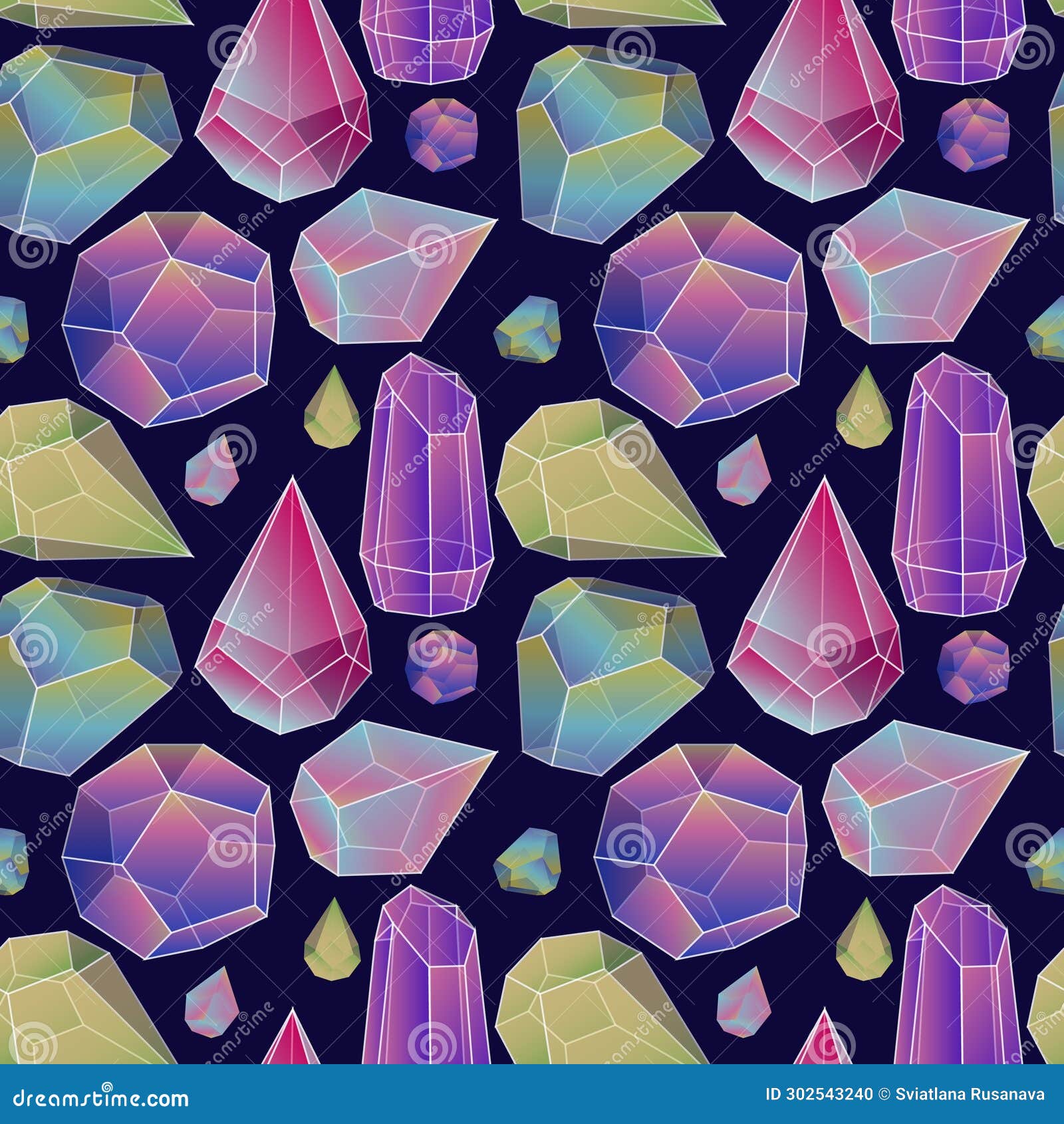 Crystal Mother-of-pearl Seamless Pattern. Transparent Multicolored ...