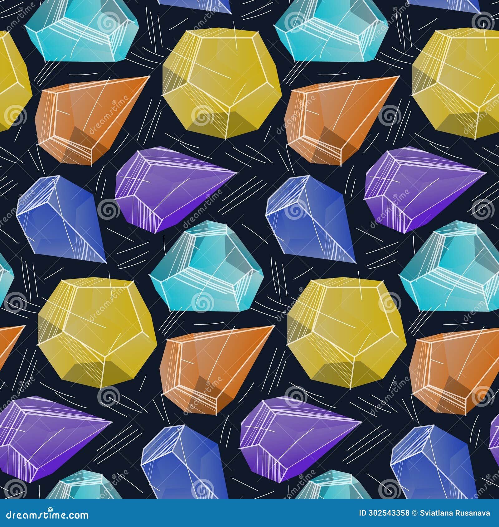 Crystal Multicolored Seamless Pattern. Bright Gradient Gems and ...
