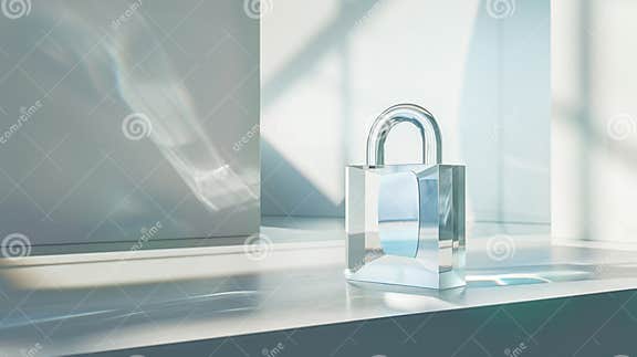 Crystal Padlock Symbolizing Cybersecurity Concept Stock Illustration ...