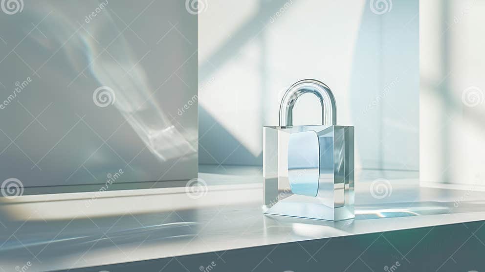 Crystal Padlock Symbolizing Cybersecurity Concept Stock Illustration - Illustration of ...