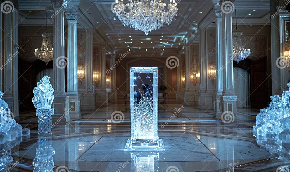 Crystal Pedestal with Crystal-clear Design, Luxury Interior Backdrop ...