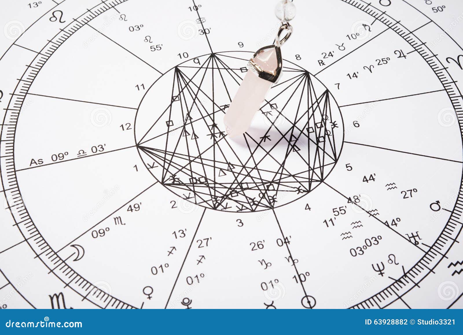 Crystal Pendulum with Zodiac Wheel Stock Photo - Image of future ...