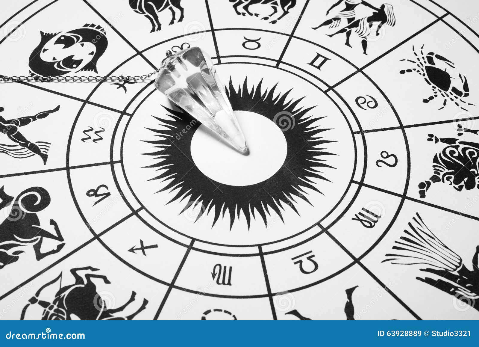 Crystal Pendulum with Zodiac Wheel Stock Image - Image of fortune ...