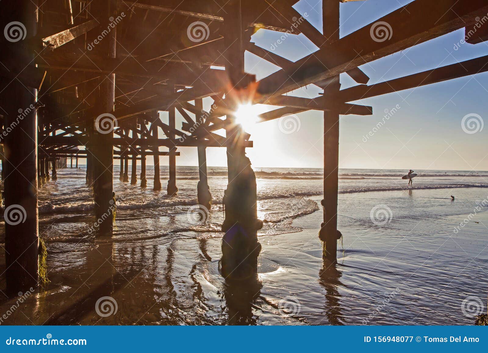 Crystal Pier in San Diego at Sunset Stock Image - Image of pier, wood ...