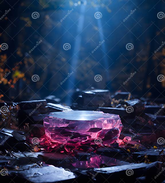 Crystal Podium Gem Sapphire Ruby, Amethyst, Magenta Glow on Stone ... Crystal Podium Gem Sapphire Ruby, Amethyst, Magenta Glow on Stone ...