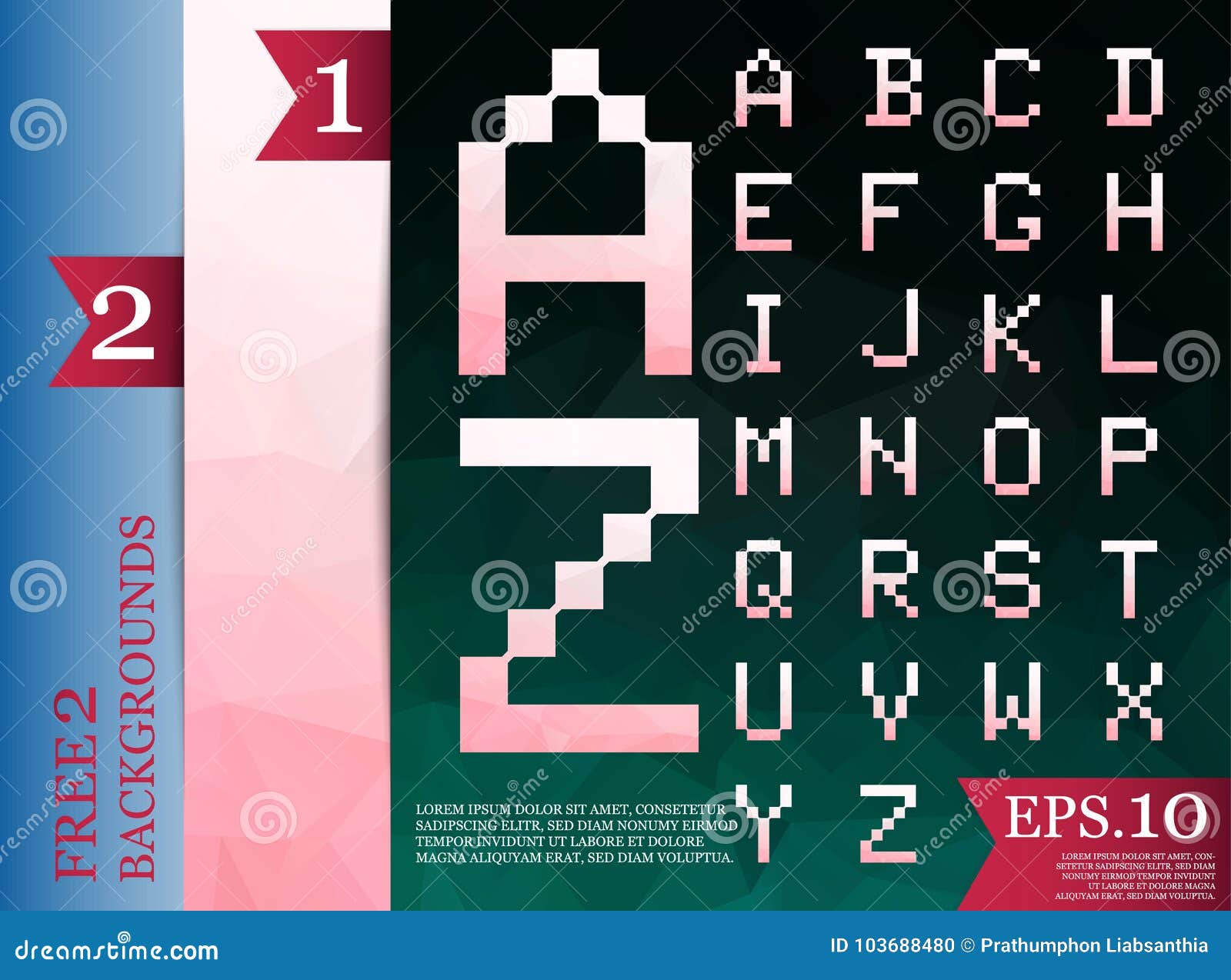 Crystal Polygonal Font with Glitters and Geometric Patterns. Min Stock ...