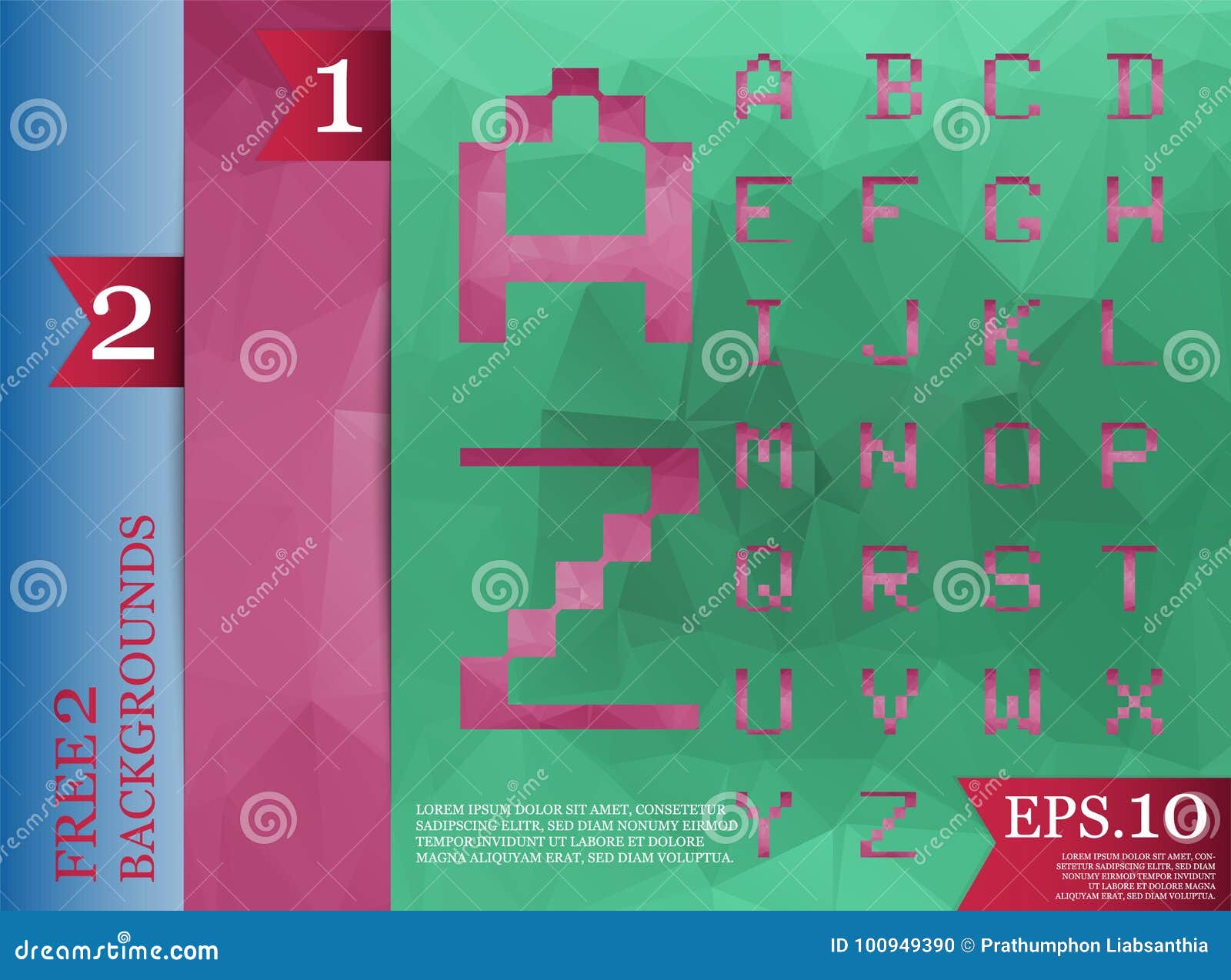 Crystal Polygonal Font with Glitters and Geometric Patterns. Min Stock ...