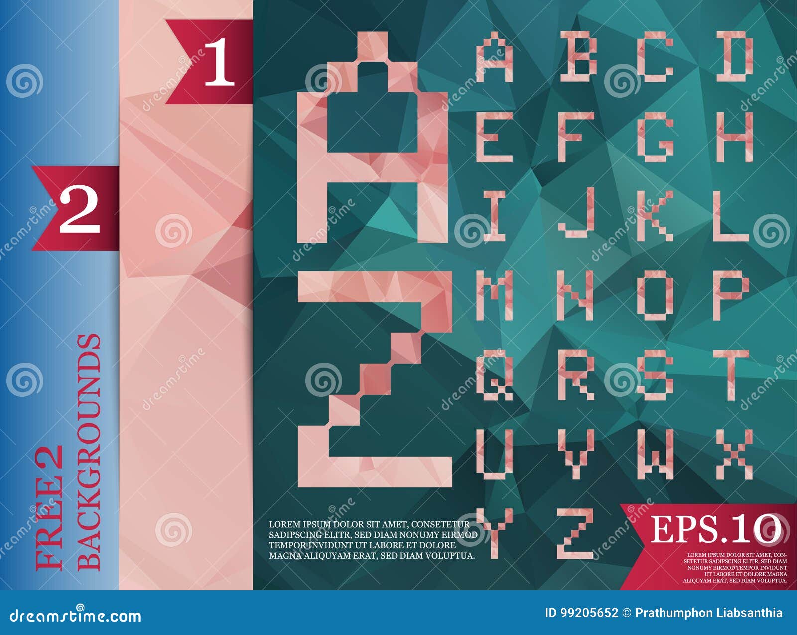 Crystal Polygonal Font with Glitters and Geometric Patterns. Min Stock ...