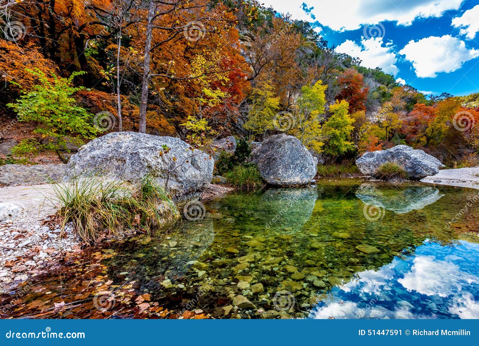 Crystal Pool with Fall Foliage at Lost Maples State Park, Texas Stock ...