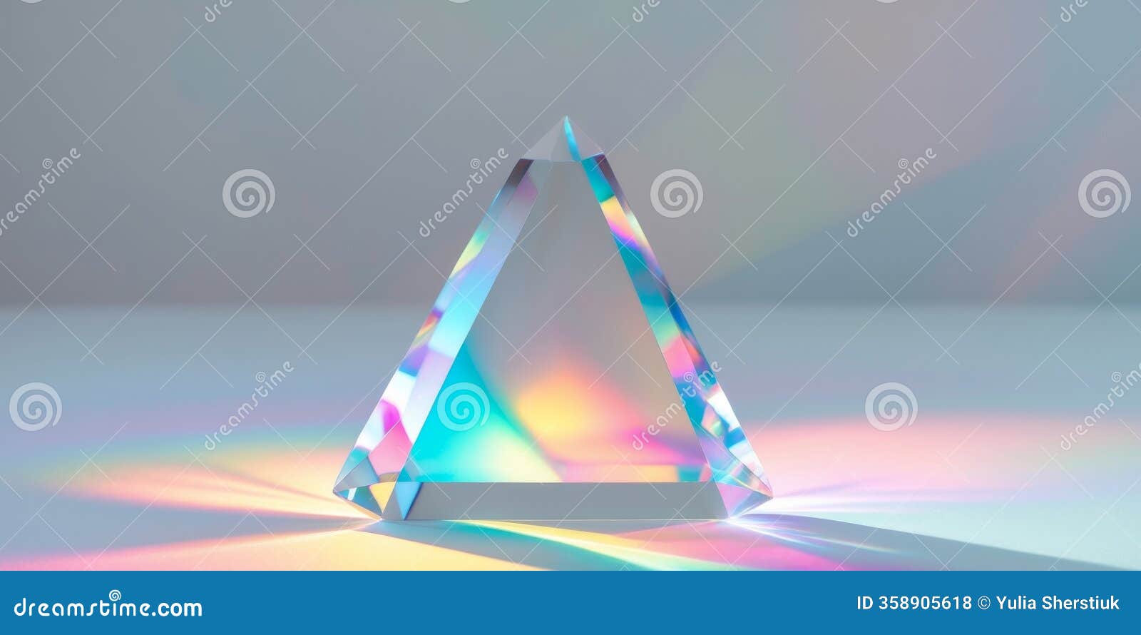 Crystal Prism With Light Diffraction Of Spectrum Colours And Reflection ...
