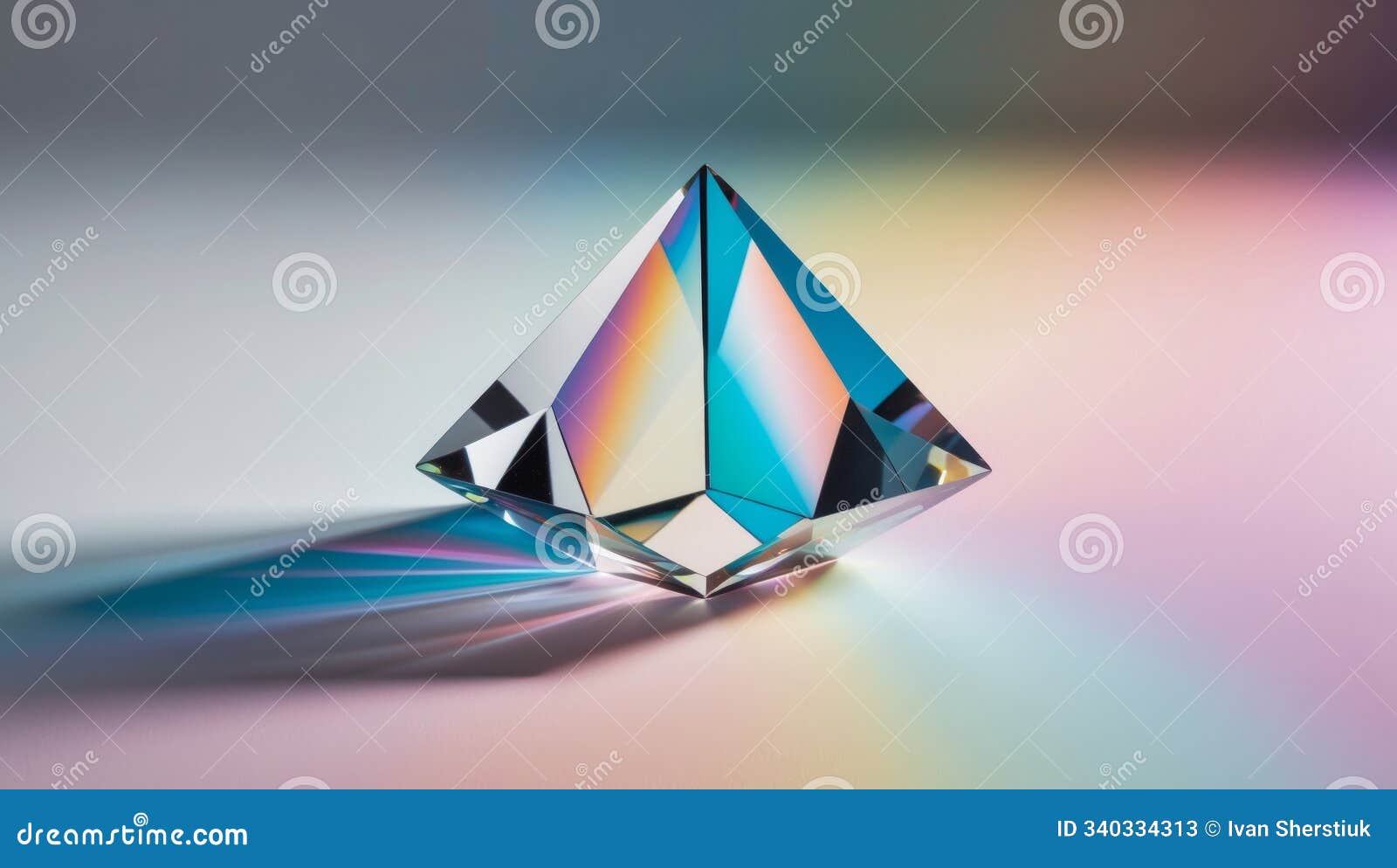 Crystal Prism With Light Diffraction Of Spectrum Colours And Reflection ...