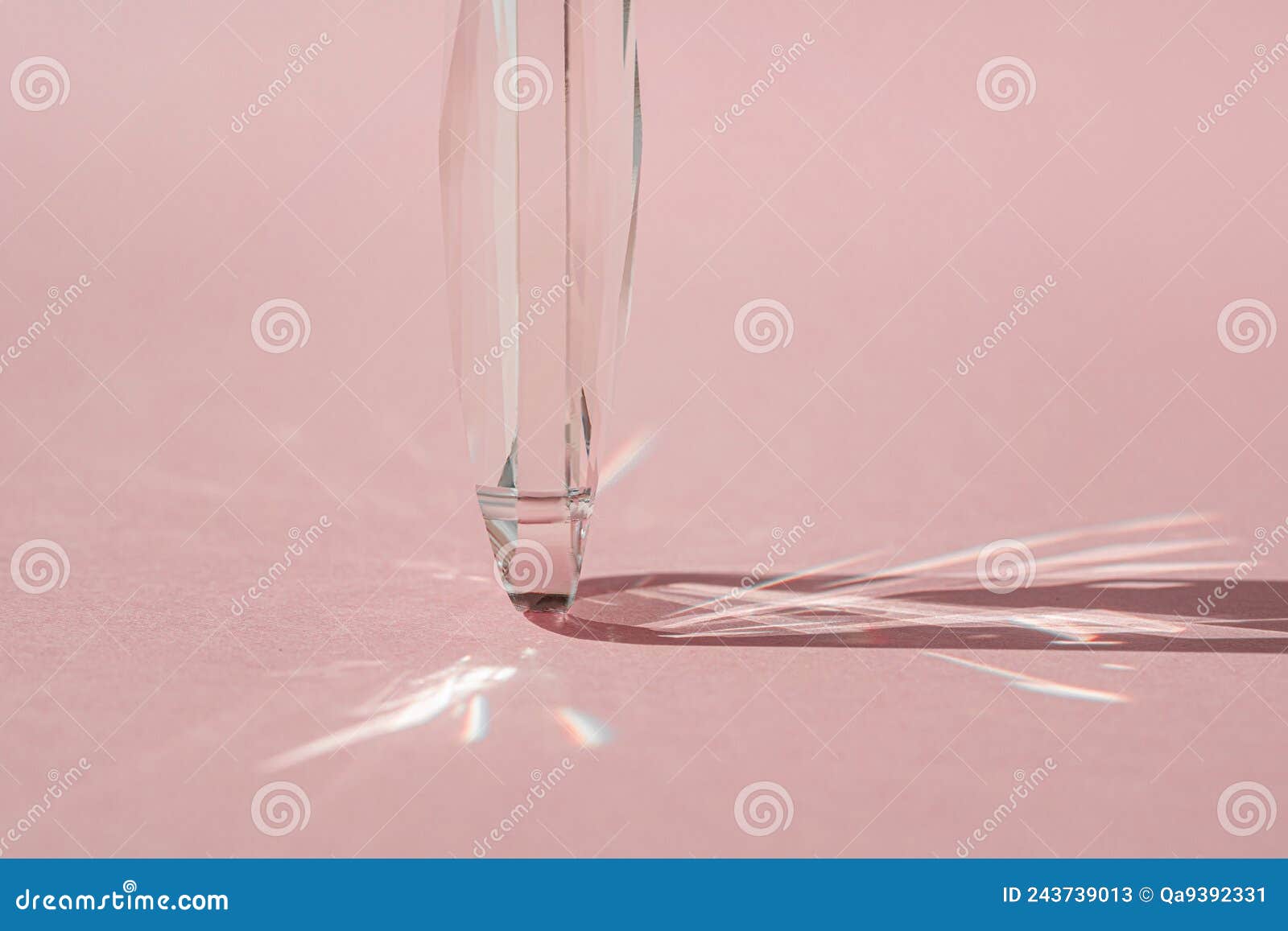 Crystal Prism with Light Diffraction of Spectrum Colours and Reflection ...