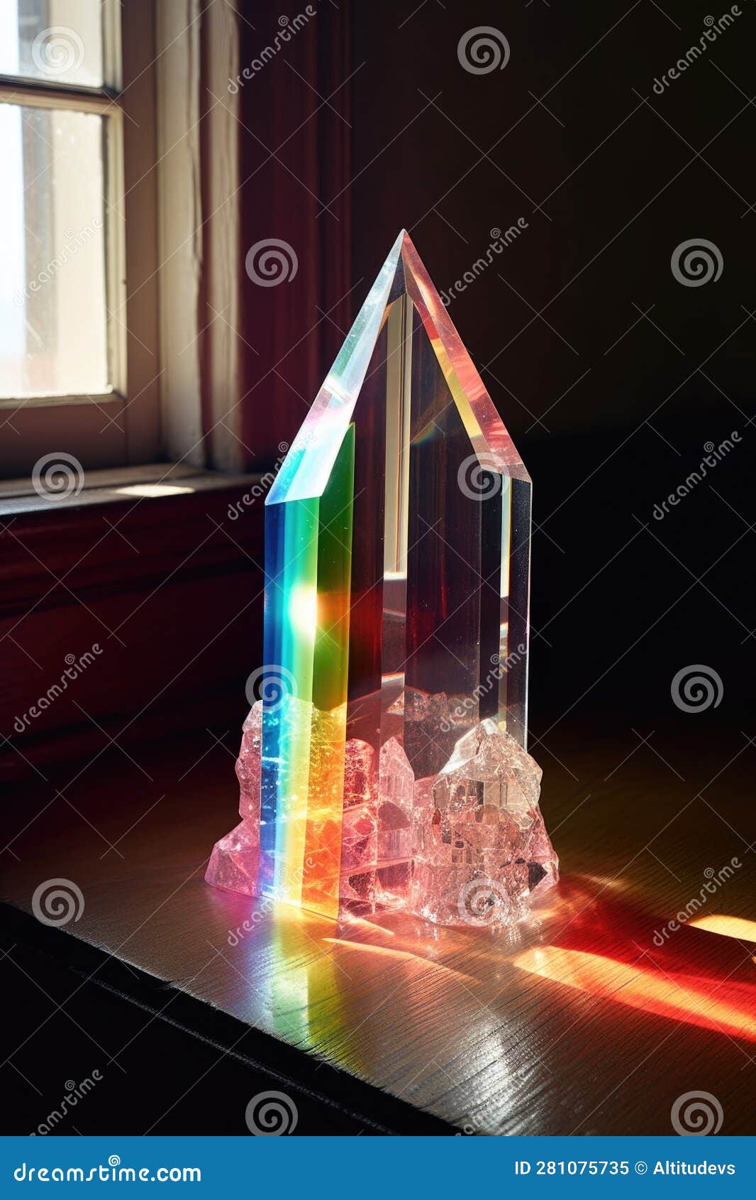 Crystal Prism Refracting Light into a Rainbow Stock Illustration ...