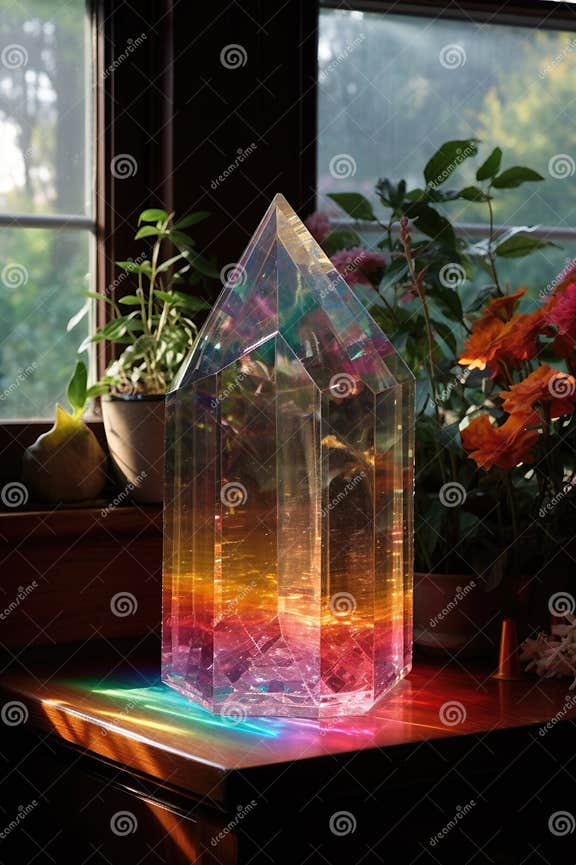 Crystal Prism Refracting Light into a Rainbow Stock Illustration ...