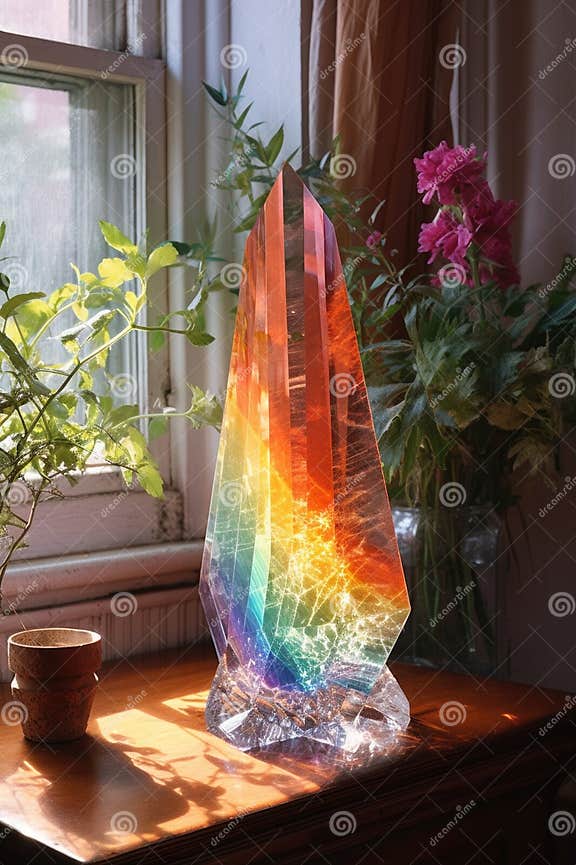 Crystal Prism Refracting Light into a Rainbow Stock Illustration ...