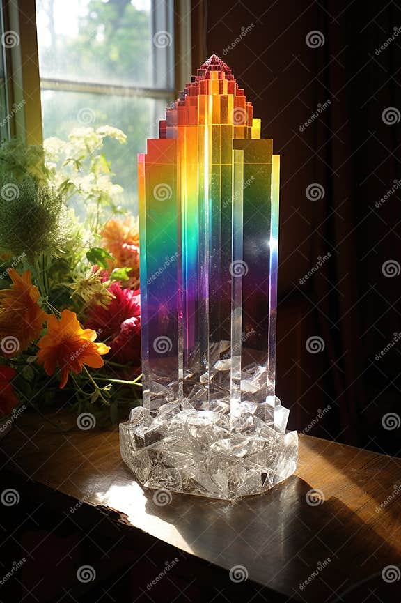 Crystal Prism Splitting Light into Rainbow Stock Illustration ...