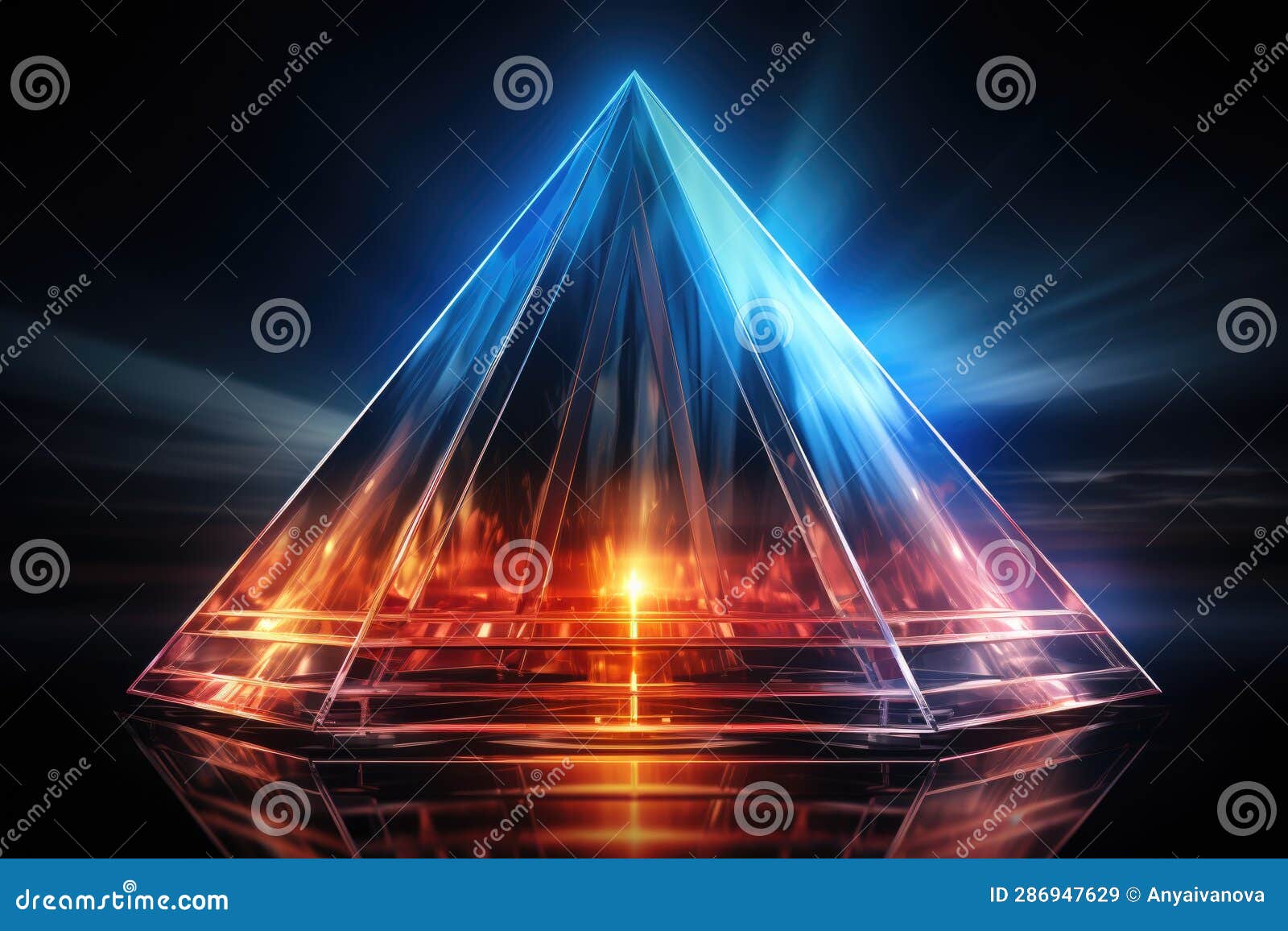 A Crystal Pyramid with a Bright Light Coming Out of it. Stock ...