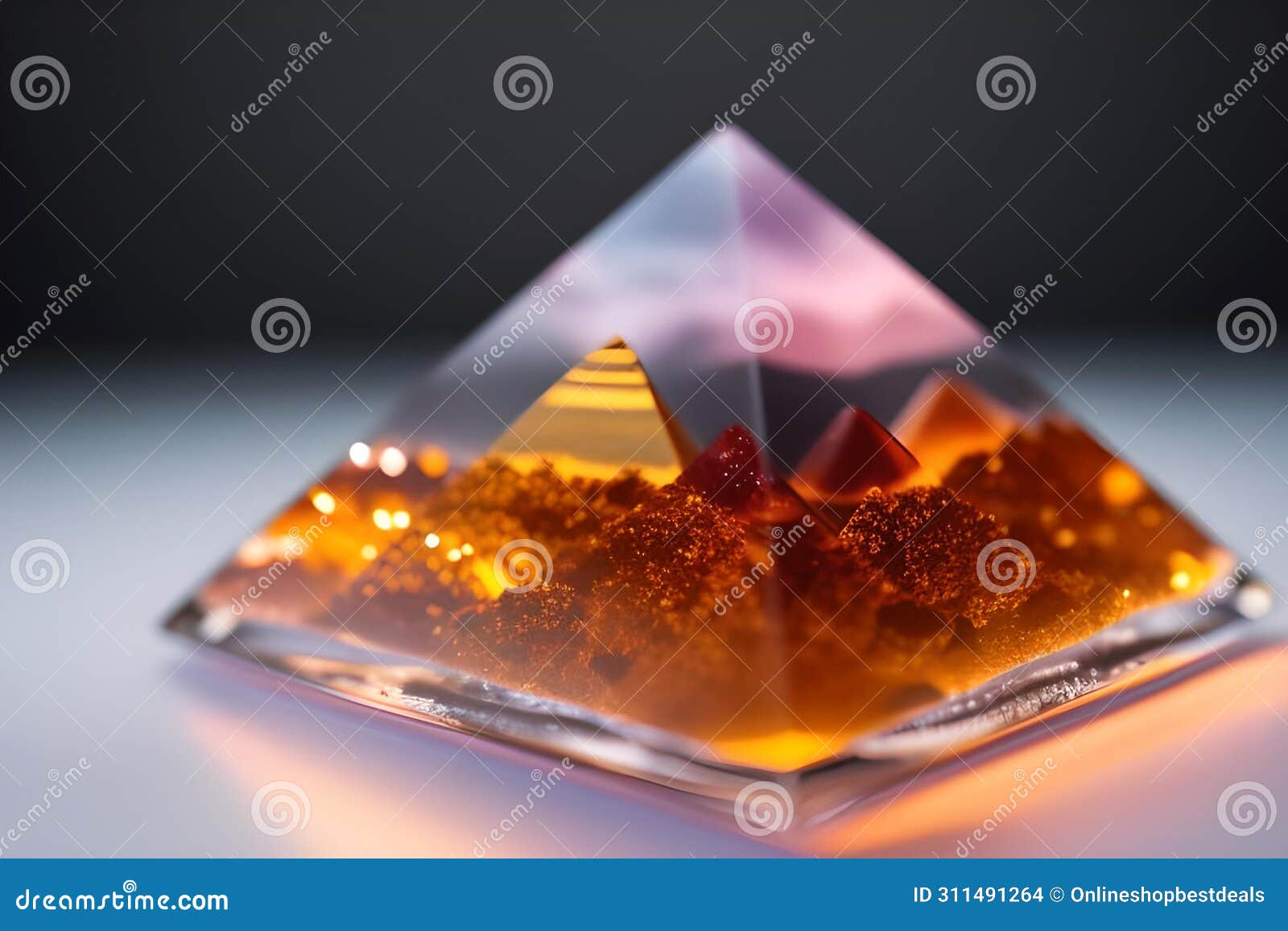 Crystal Pyramid Embedded with Gold Pyramid Inside. Stock Photo - Image ...