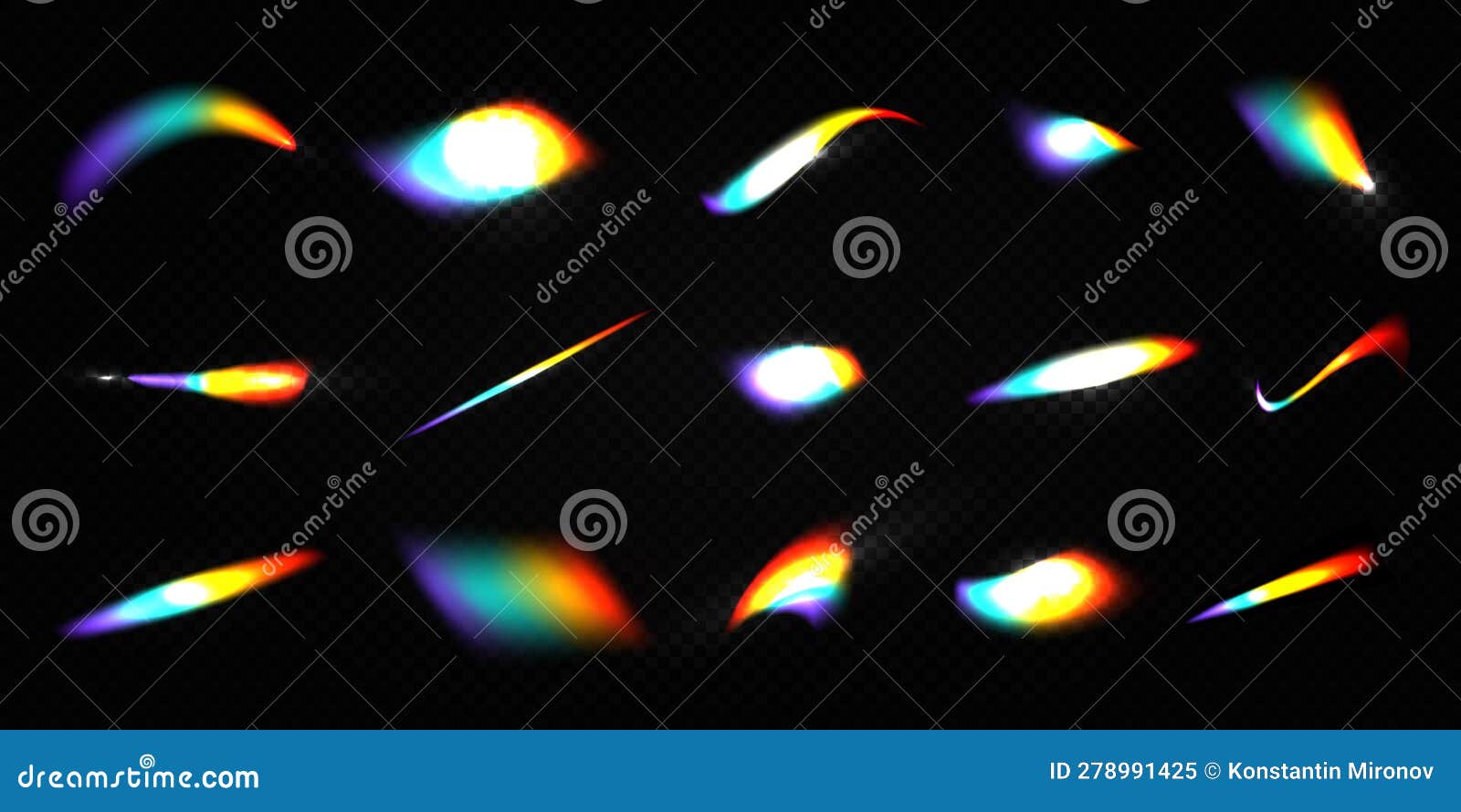 Crystal Rainbow Light Leak Flare Reflection Effect Vector Illustration ...