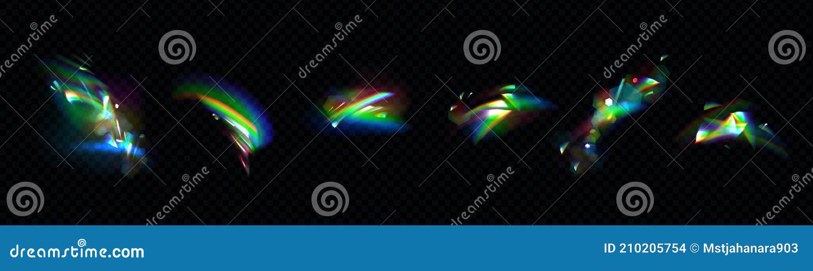 Crystal Rainbow Lights, Refraction Effects of Rays Stock Vector ...