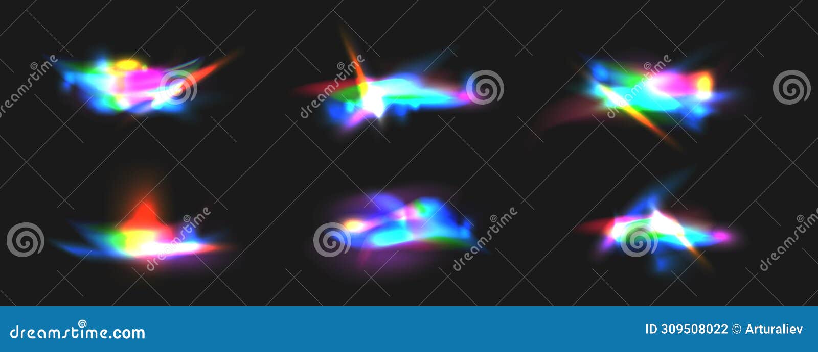 Crystal Rainbow Optical Leak Glare Reflection Effect on Black Stock ...