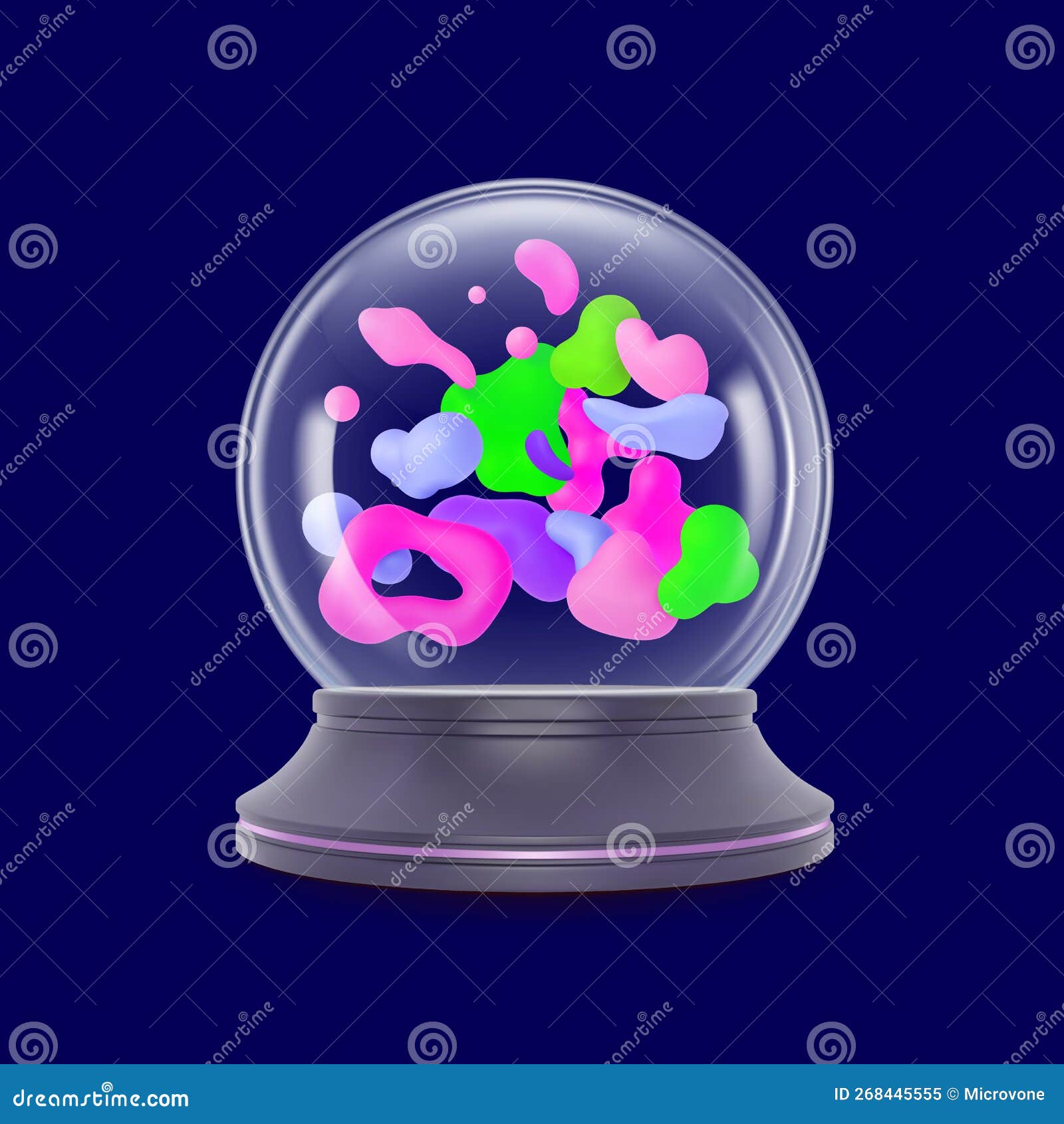 Crystal Realistic Globe with Flying Abstract Neon Shapes Inside. Glass ...