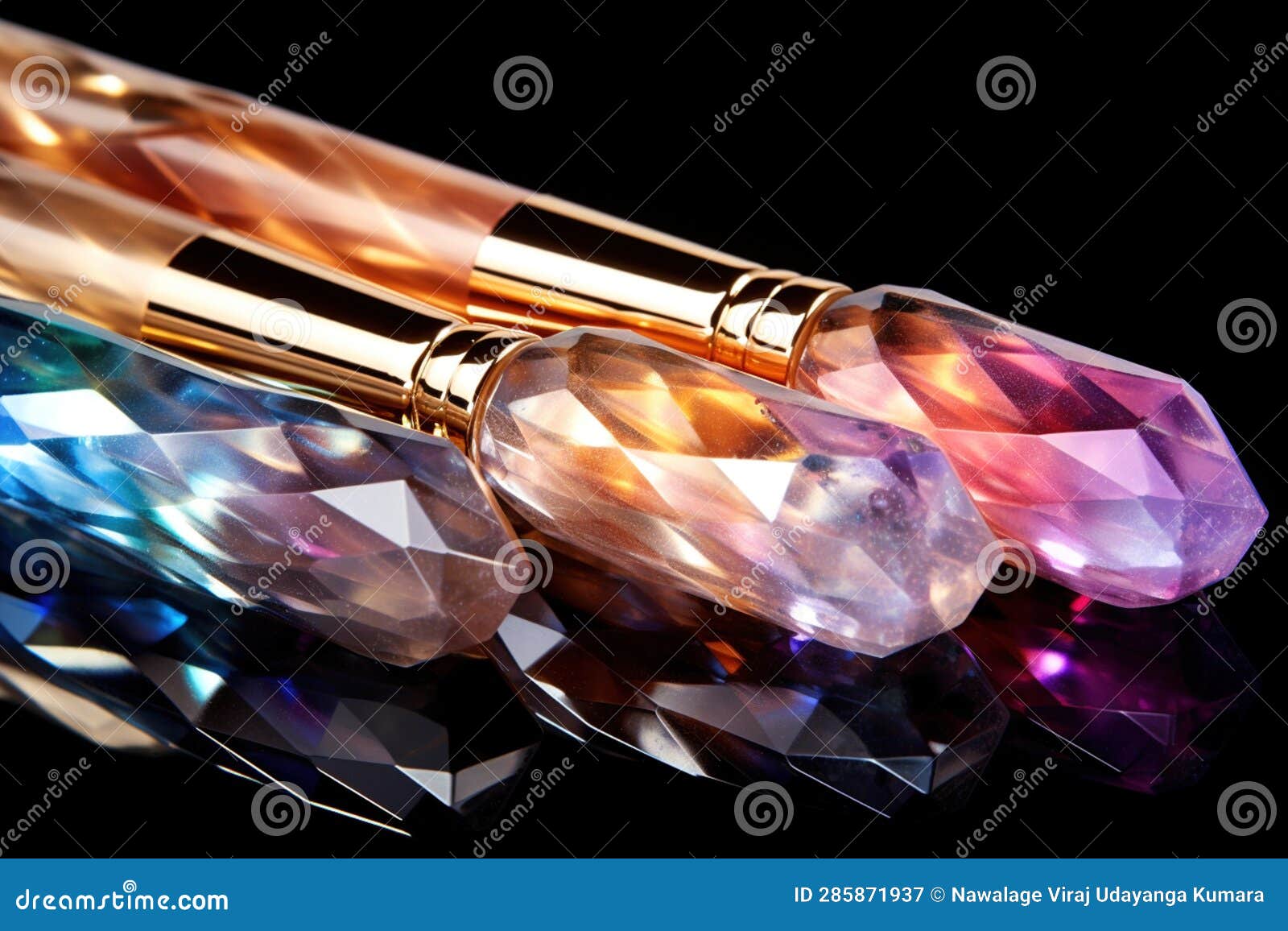 Crystal Rods on Reflective Surface. Generative Ai Stock Illustration ...