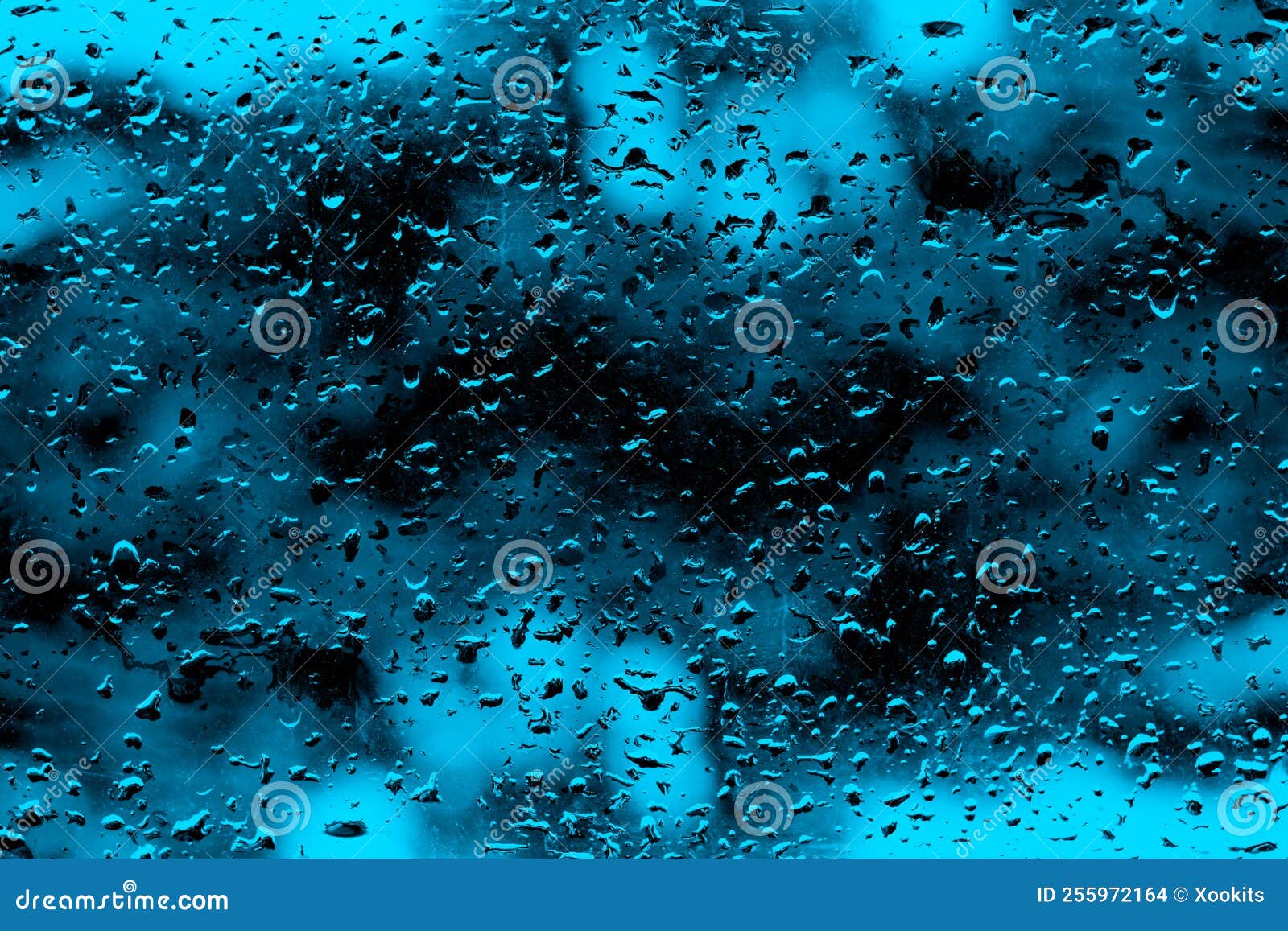 Crystal Royal Blue Water Drops on the Blurry Glass for Texture ...