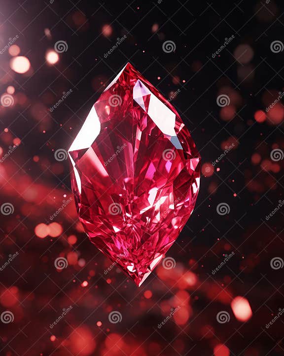 A Crystal Ruby Gemstone Floating in the Air with Bokeh Background ...