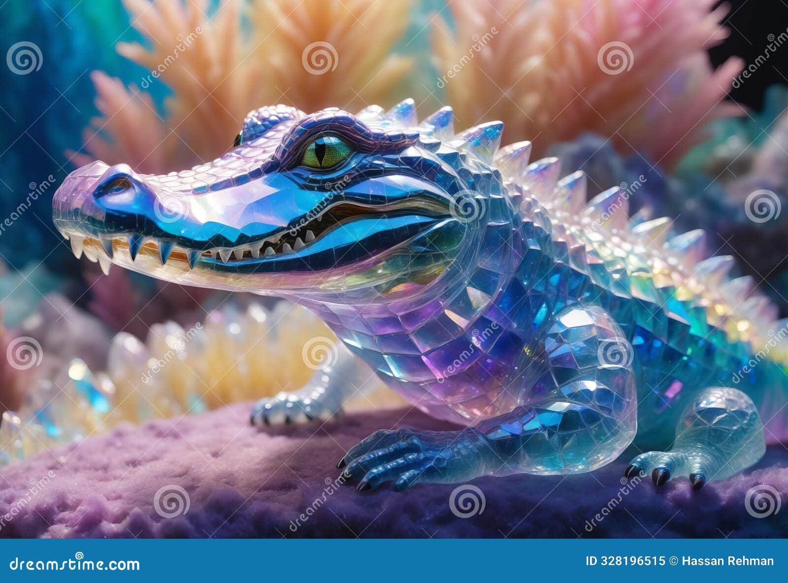 Crystal Sculpture in the Shape of a Close-up Black Alligator Stock ...