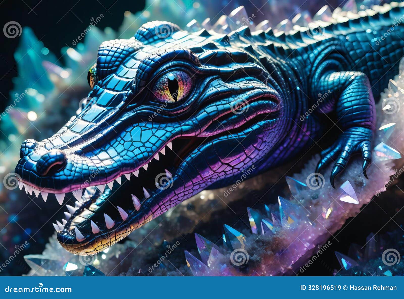 Crystal Sculpture in the Shape of a Close-up Black Alligator Stock ...