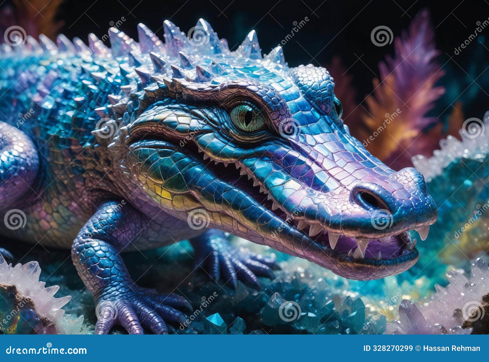 Crystal Sculpture in the Shape of a Close-up Black Alligator Stock ...