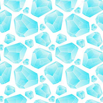 Crystal Seamless Pattern. Bright Blue Gradient Transparent Gems and ...
