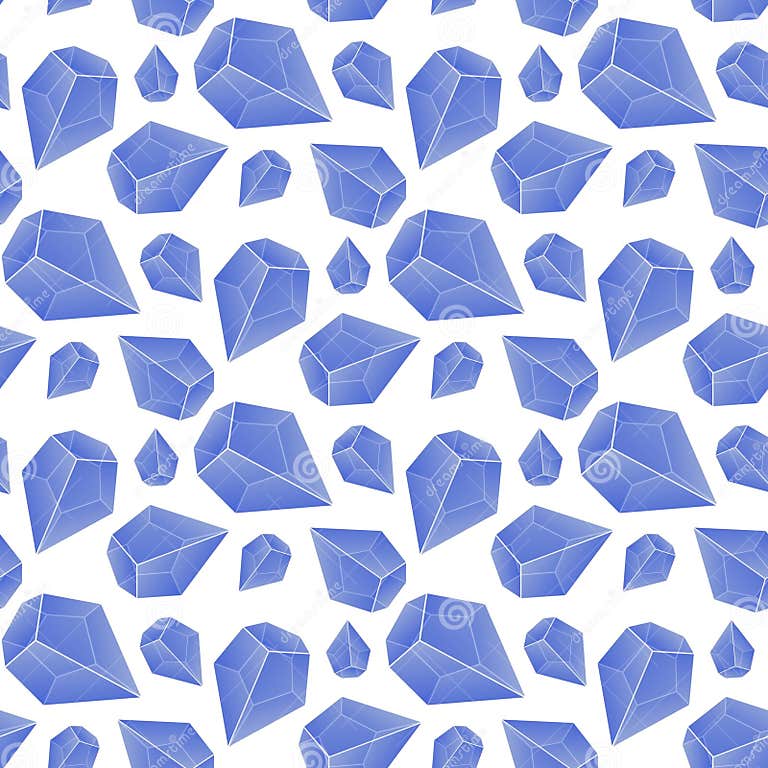 Crystal Seamless Pattern. Bright Blue Sharp Gradient Transparent Gems ...