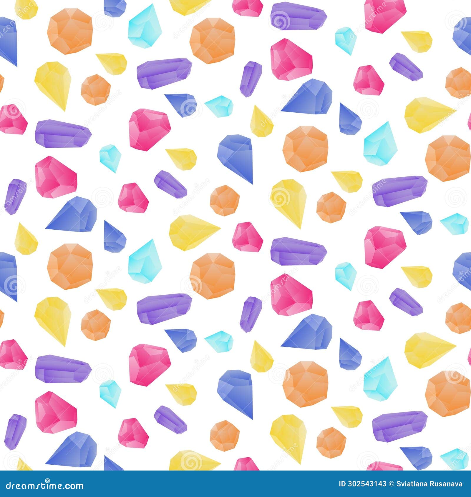 Crystal Seamless Pattern. Bright Multicolored Gradient Transparent Gems ...