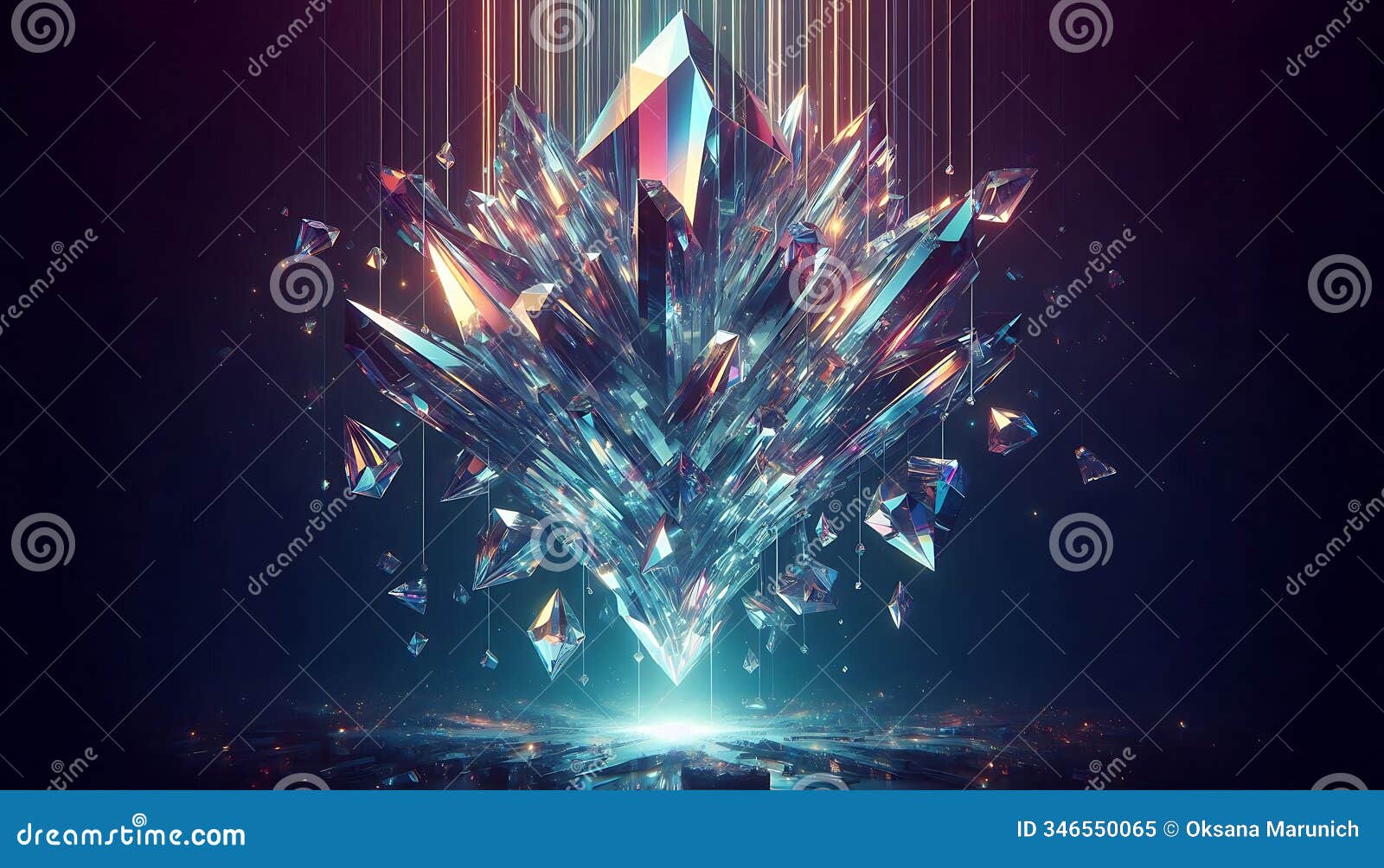 Crystal Shards Suspended in Zero Gravity, Illuminated with Neon and ...