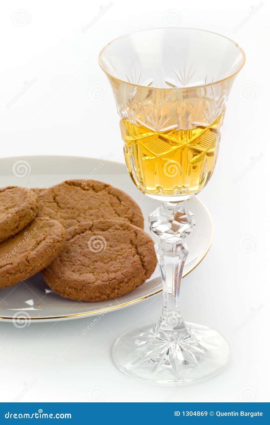 Crystal Sherry Glass with Biscuits Stock Image - Image of drink ...
