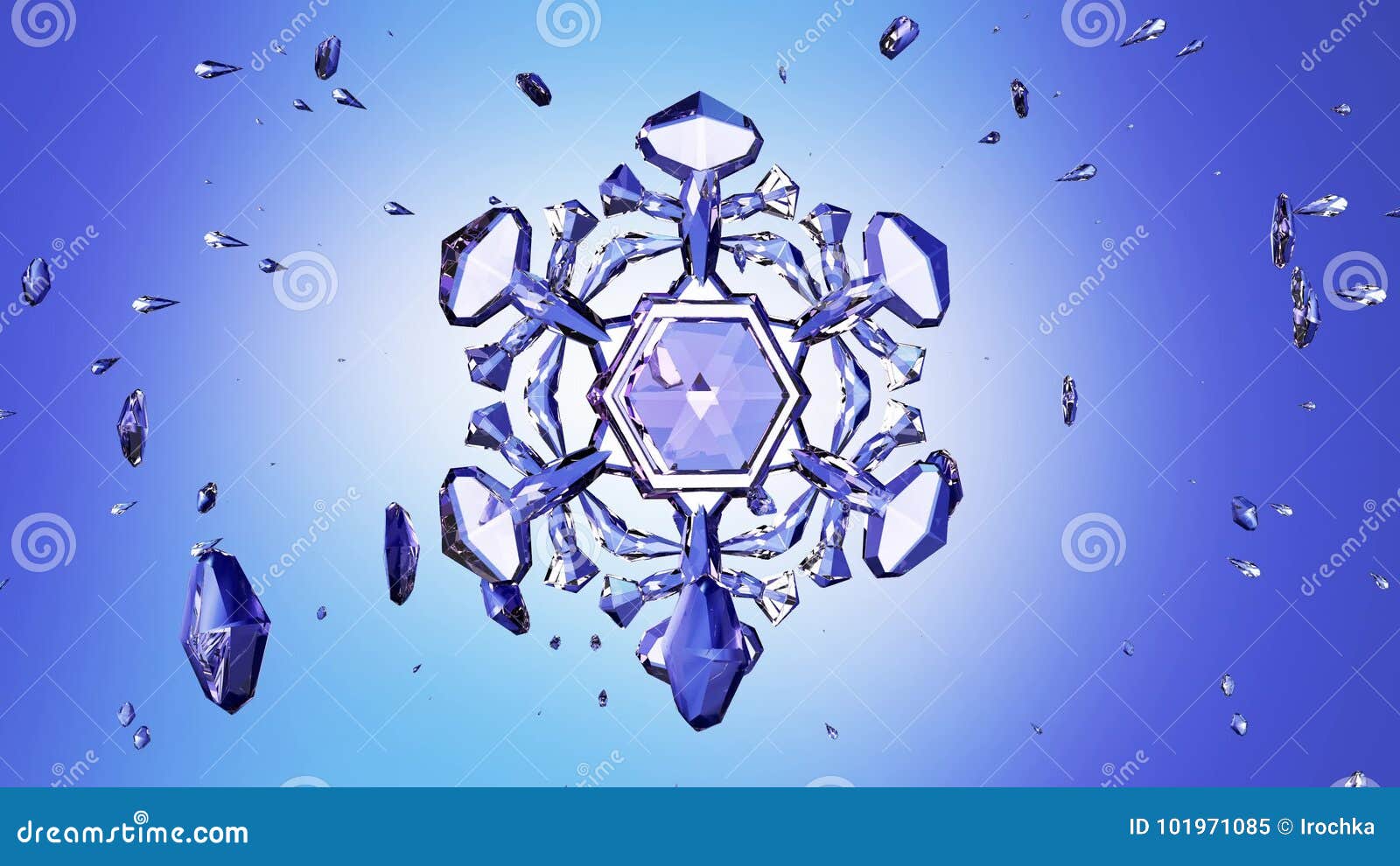 Crystal Snowflake Against Blue Background Stock Illustration ...