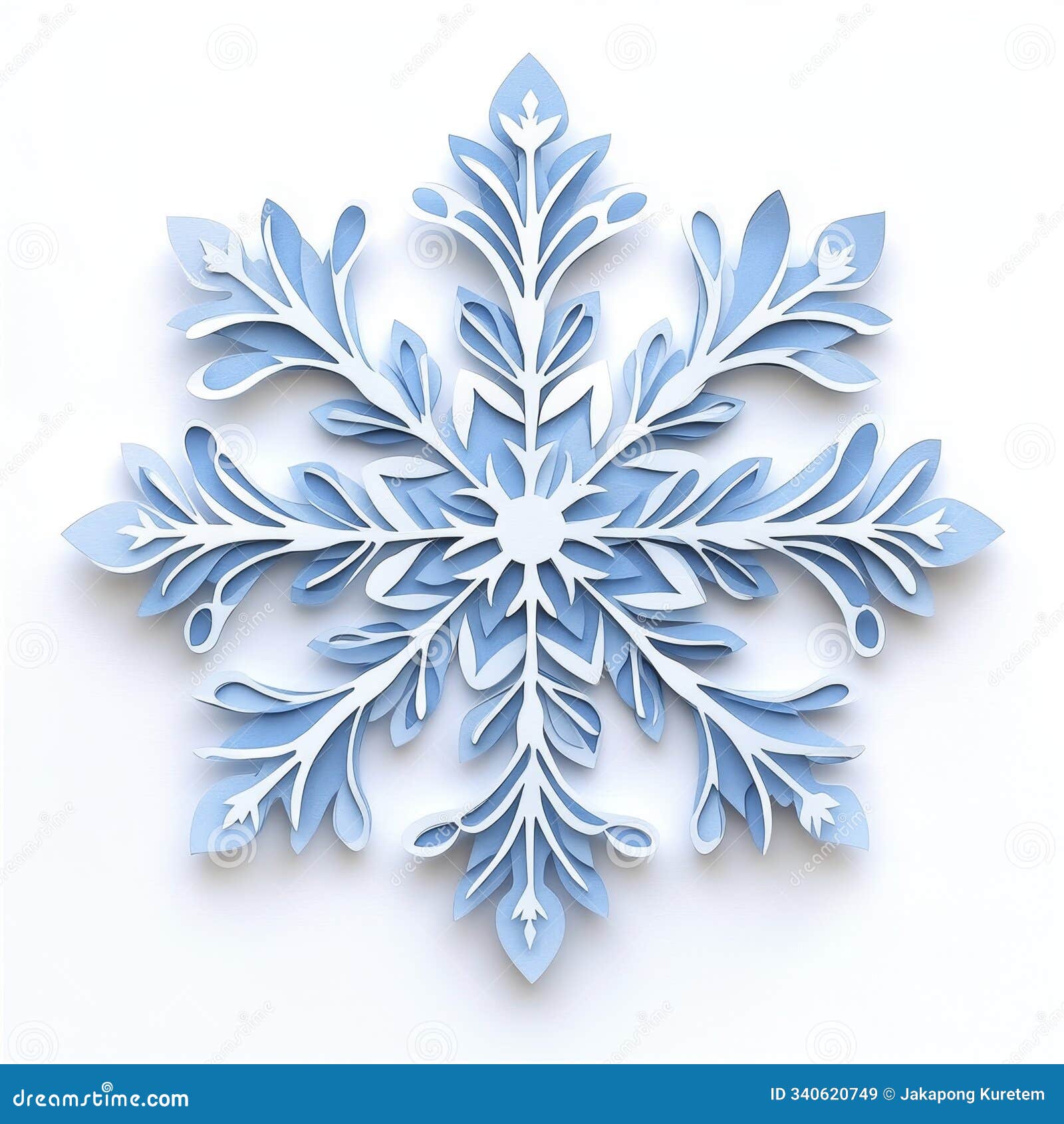Crystal Snowflake with Intricate Design on Pure White Background Stock ...