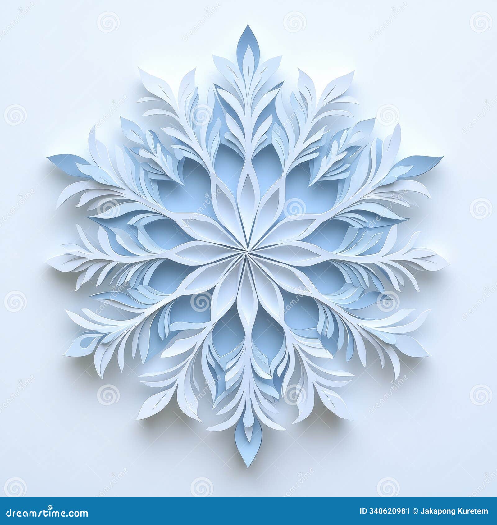 Crystal Snowflake with Intricate Design on Pure White Background Stock ...