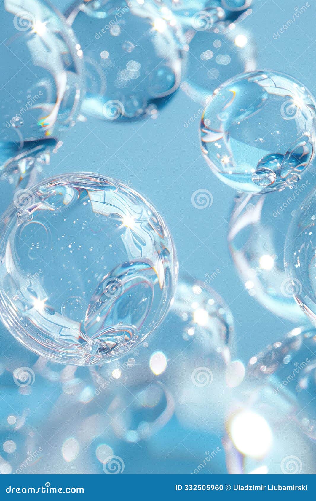 Crystal Spheres on a Light Blue Background. Vertical Background or ...
