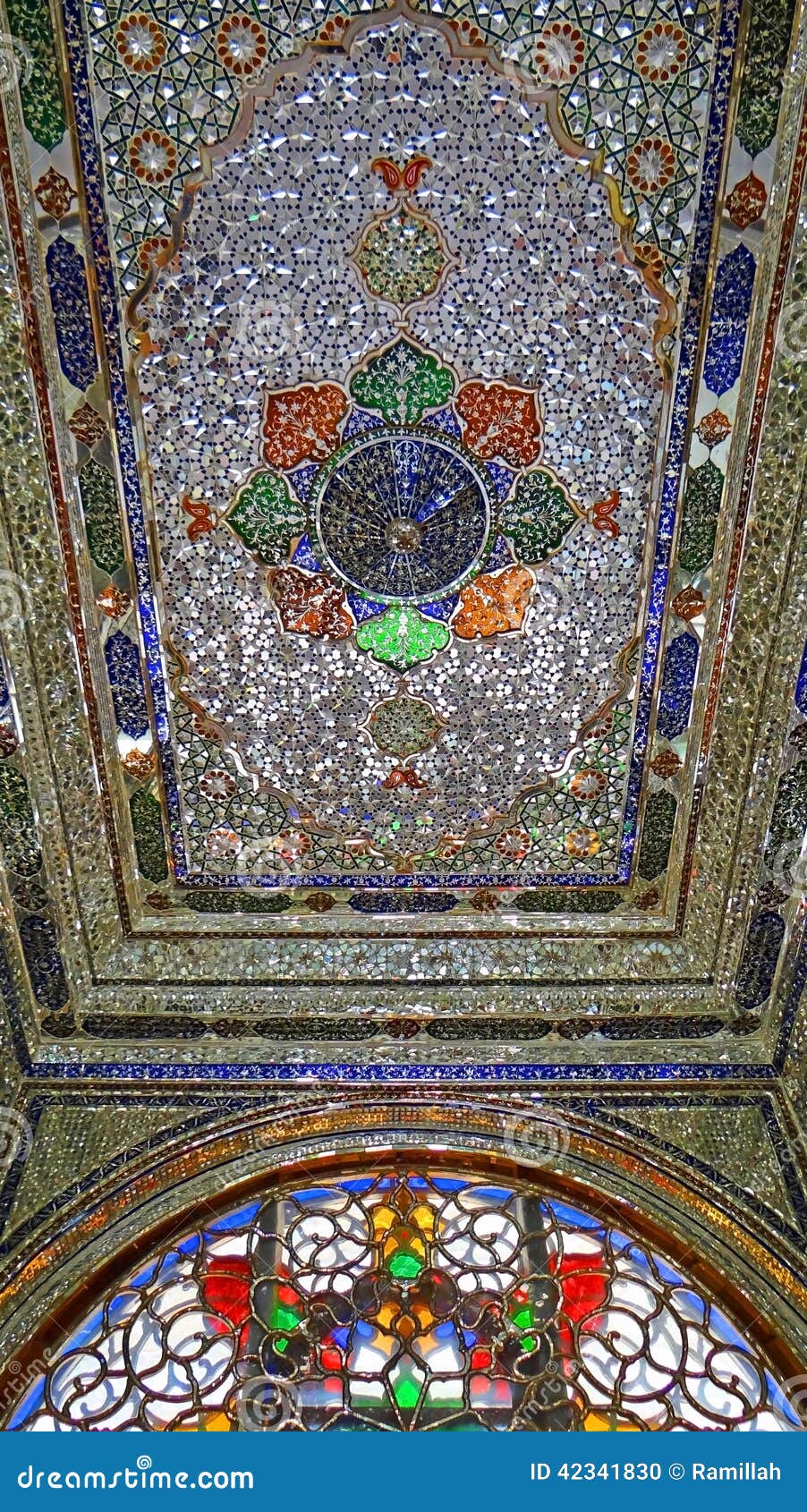 Crystal and Stained-Glass Ceiling Inside a Persian House Stock Photo ...