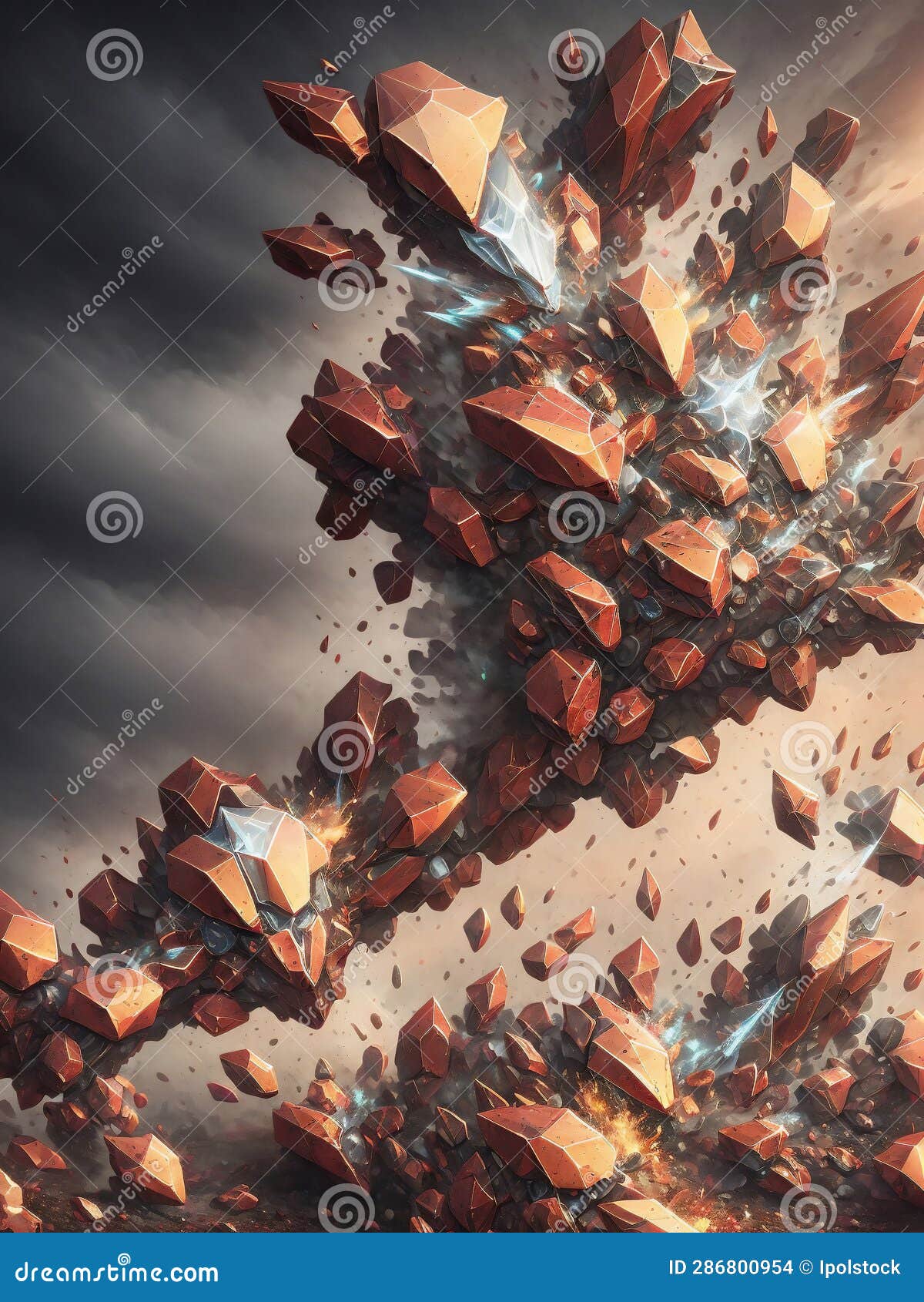 Crystal Storm: Explosive Formation Amidst Cloudy Sky Stock Illustration ...