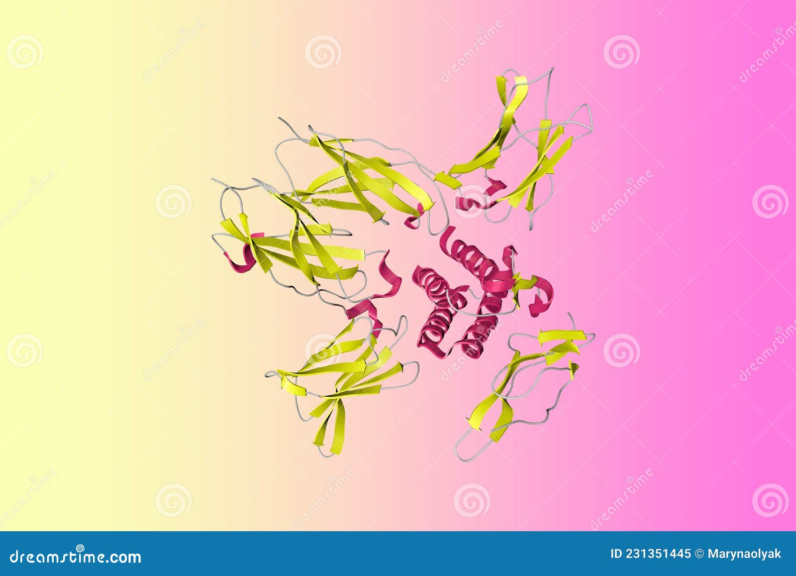 Crystal Structure of Interleukin-15 Quaternary Complex. Ribbons Diagram ...