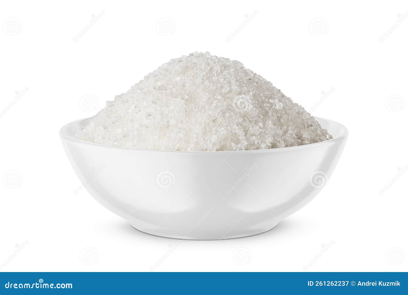Crystal Sugar in Round Bowl Isolated on White. Front View Stock Image ...